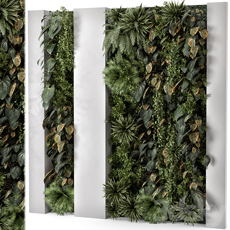 Indoor Wall Vertical Garden in Concrete Base - Set 1176 - Fitowall - 3D ... Indoor Wall Vertical Garden in Concrete Base - Set 1176 - Fitowall - 3D ...