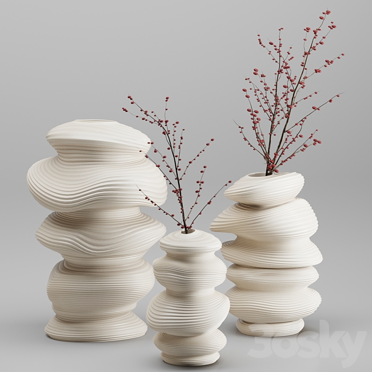 Vase Set 03-Deformed Ceramic Vase - Vase - 3D model