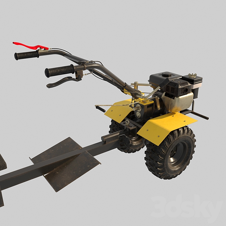 Motoblock with a cart - Transport - 3D model