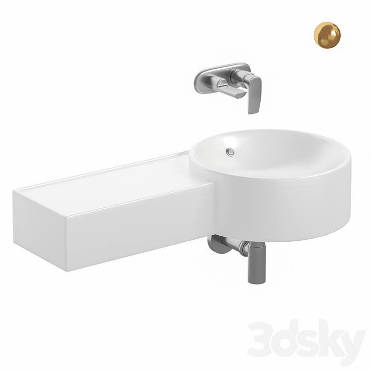 RAK Petit - Gloss White Modern Round Wall Hung Basin - Wash basin - 3D ...