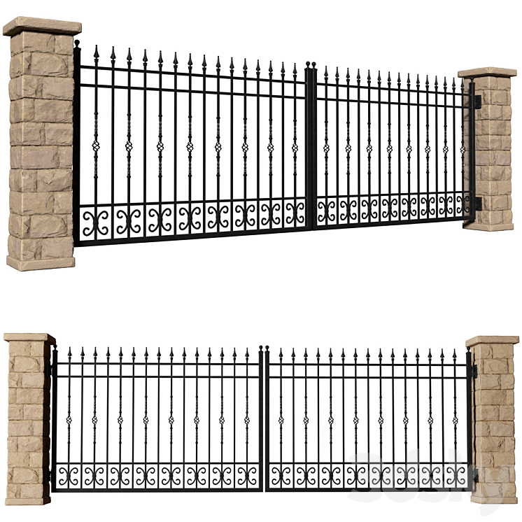 Forged gates in a classic style.Entrance Driveway Iron Gates Fence.Gate ...