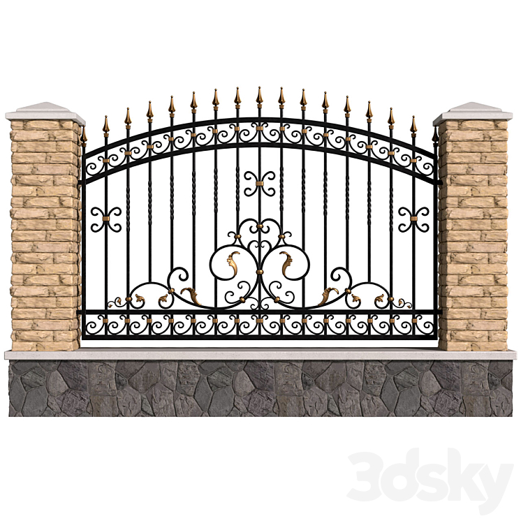 Classic style fence with wrought iron railing.Entrance Driveway Iron ...