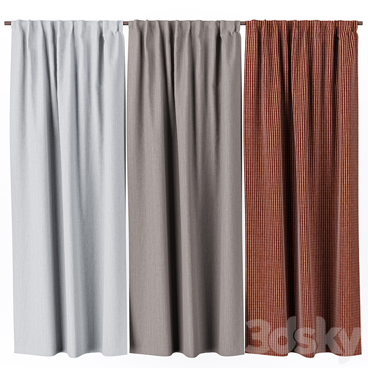 Curtain with fabric hinges 2 - Curtain - 3D model