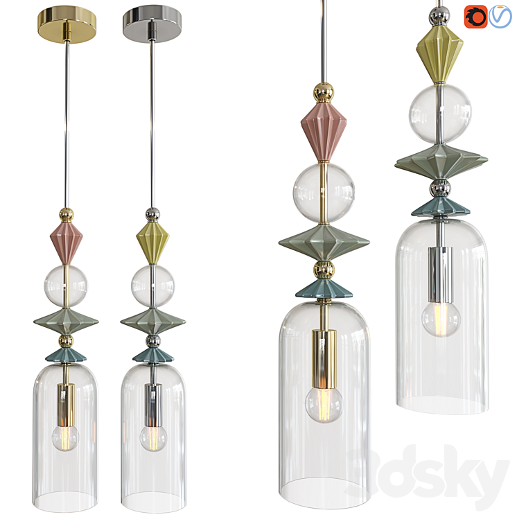 Odeon Light Classic Bizet 4855/1, 4893/1 - Pendant light - 3D model