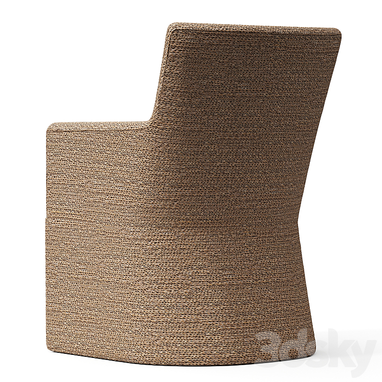 Marisol Seagrass Woven Open Base Track Arm Dining Armchair Chair 3d Model