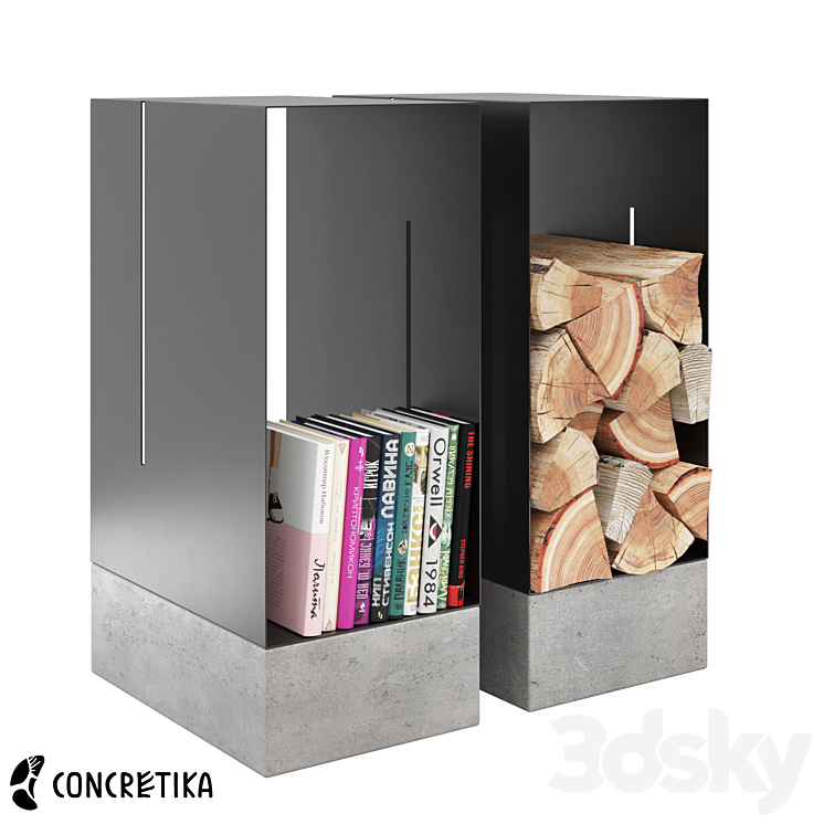 Firewood rack Concretika 750 - Fireplace - 3D model