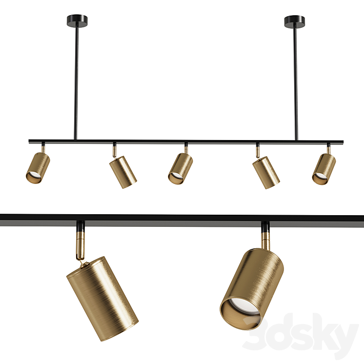 MODERN BRASS HANGING TRACK LIGHTS - Pendant light - 3D model