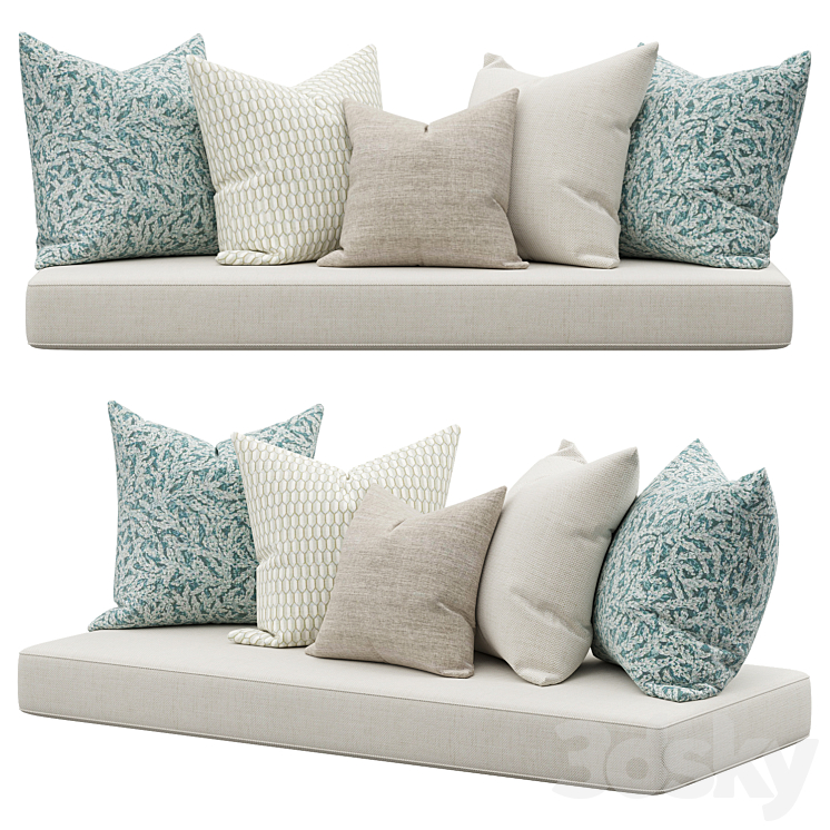 Set of decorative pillows 001 - Pillows - 3D model