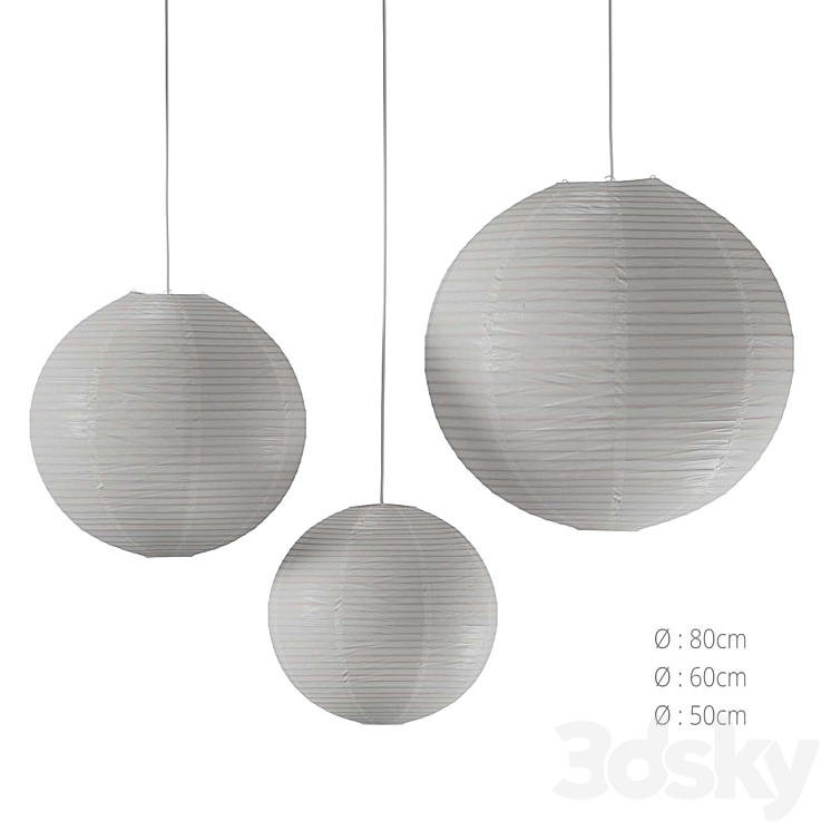 Rice paper shade Round, HAY - Pendant light - 3D model