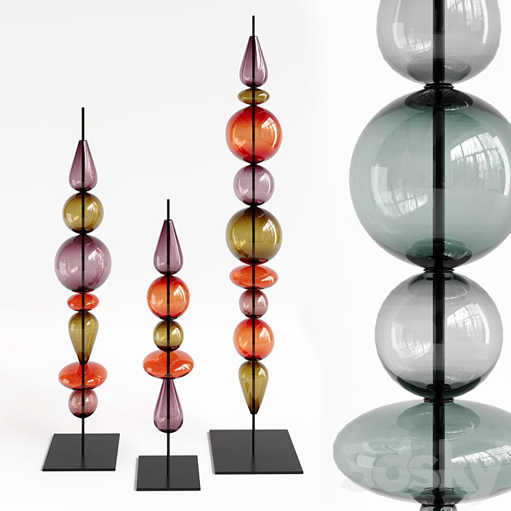 Stack glass sculpture by Sklo - Sculpture - 3D model