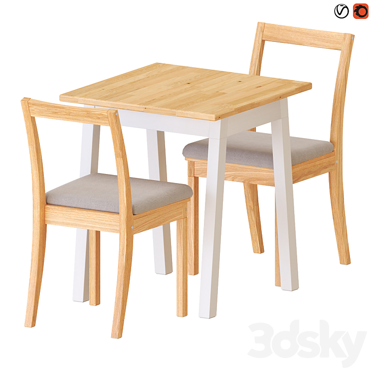 IKEA PINNTORP Table and Chairs set 2 - Table + Chair - 3D model