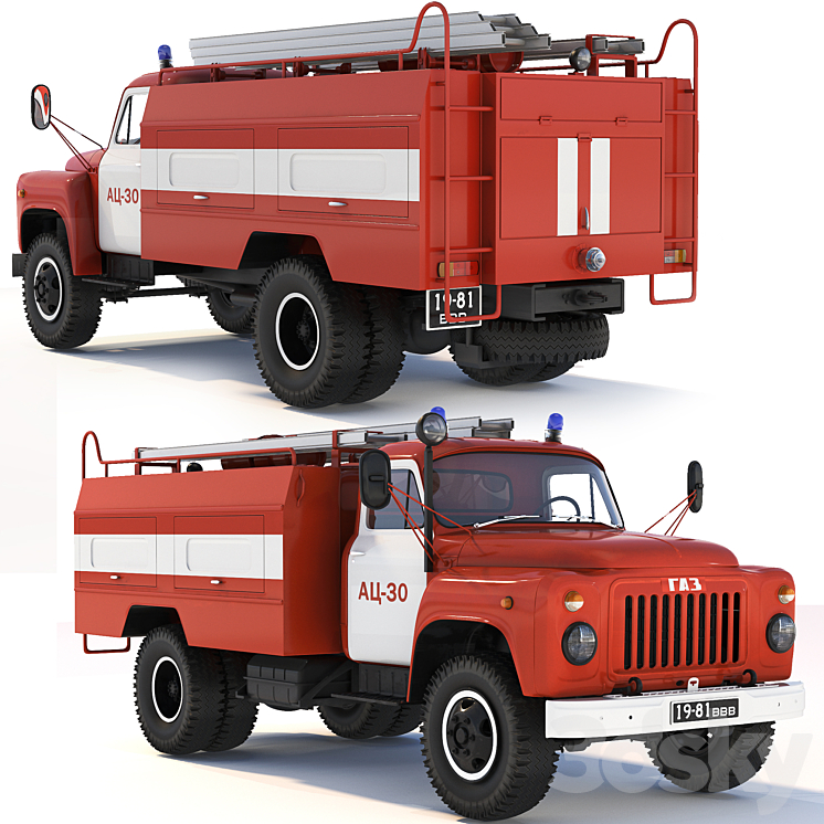 GAZ 53 AC-30-106G fire engine 1987 - Transport - 3D model
