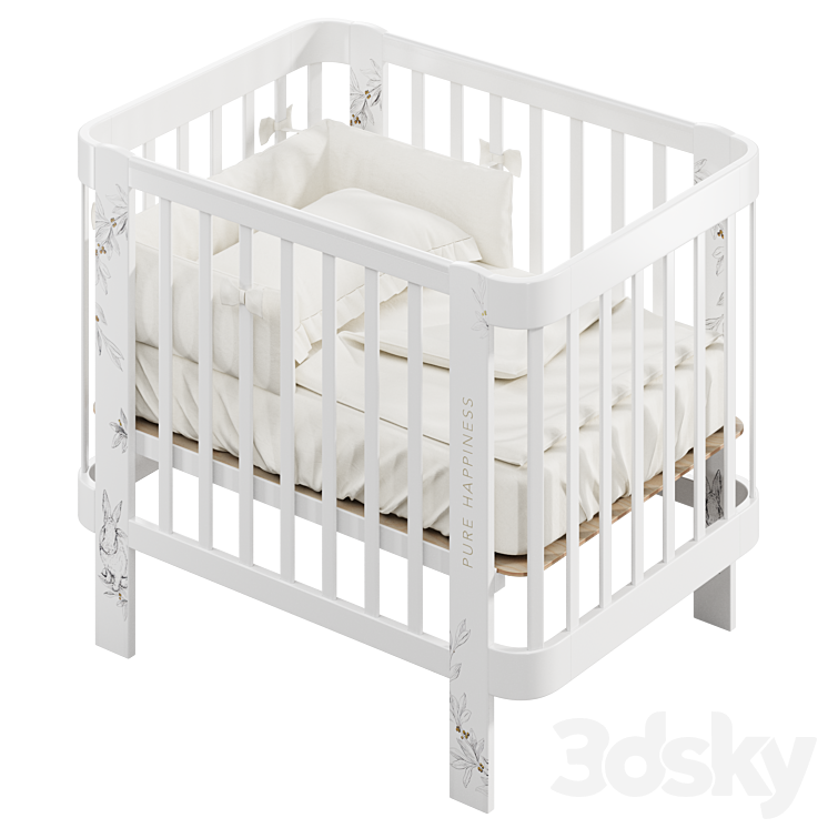 Happy baby Mommy Love White - Bed - 3D model