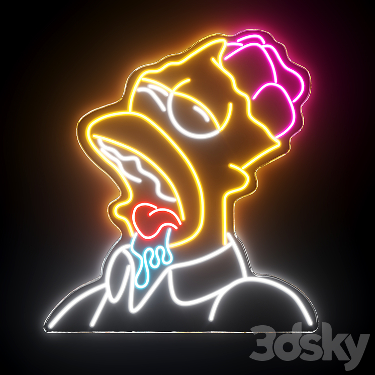 The Simpsons|Homer Simpson Neon Sign - Neon - 3D model