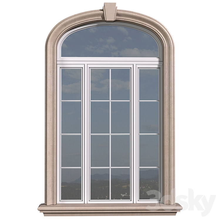 Classic facade arched window. Arch Classic frame Window - Windows - 3D ...