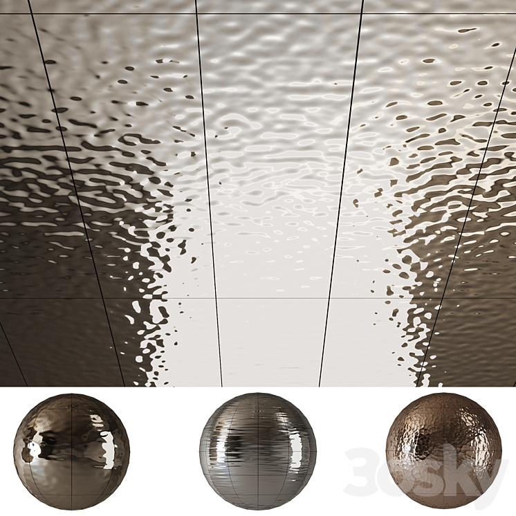 Seamless material Metal panels Wave - Metal - 3D model