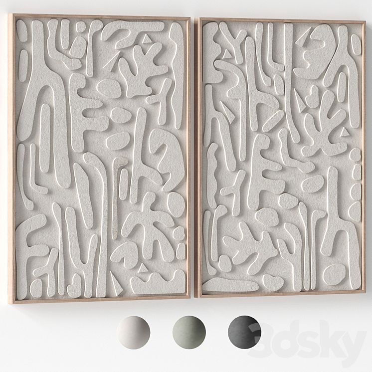 Relief artwork 22 - 3d art wall decor - Panels - Frame - 3D model