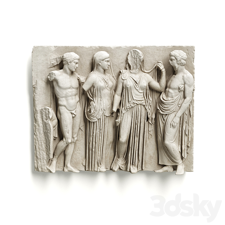 Greek Attic relief wall panel - Other decorative objects - 3D model