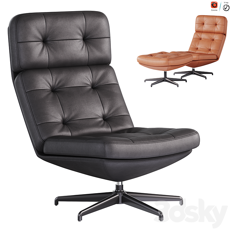HAVBERG Armchair and ottoman - Arm chair - 3D model