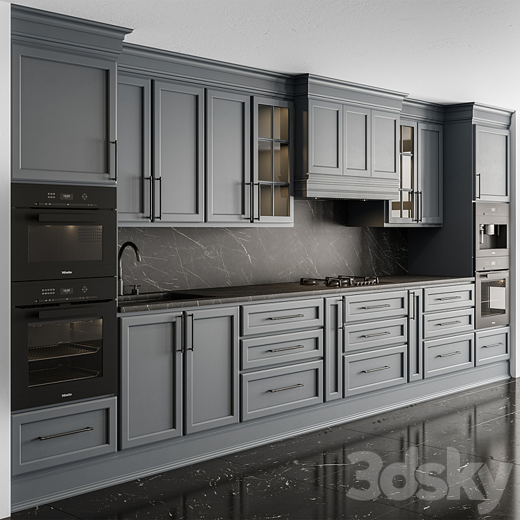Kitchen NeoClassic 81 - Navy Blue Set - Kitchen - 3D model