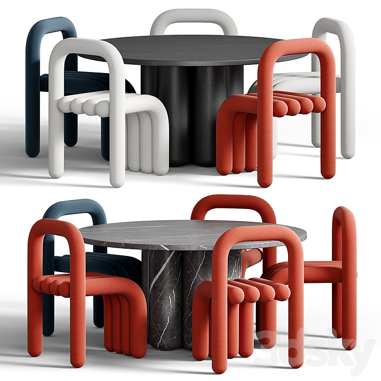 Dining Set 2 - Table + Chair - 3D model