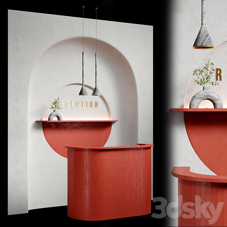 Red Reception Design 03 - Office furniture - 3D model