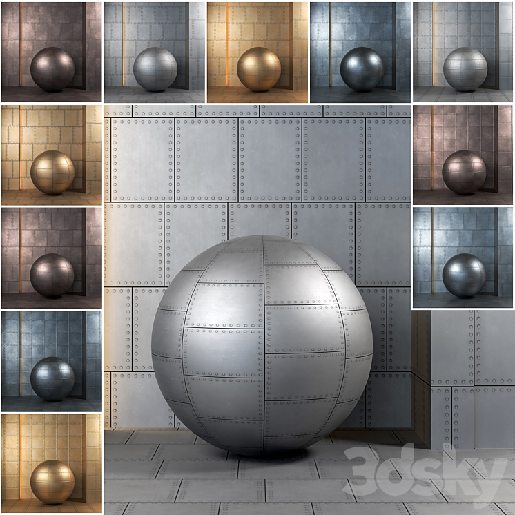 12 in 1 Steel Metal Plate Textures - 4K Metal Collection - Metal - 3D model