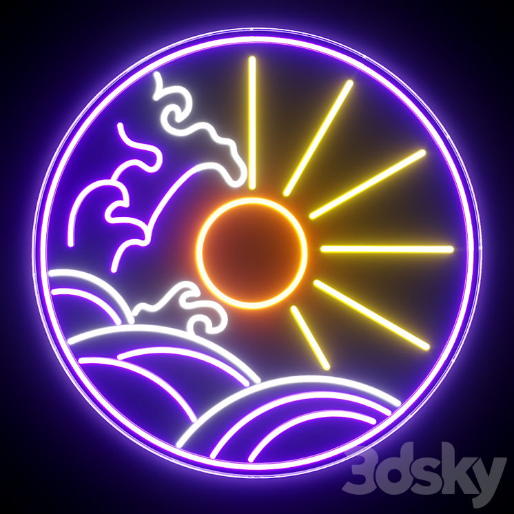 Ocean Sun Neon Sign - Neon - 3D model