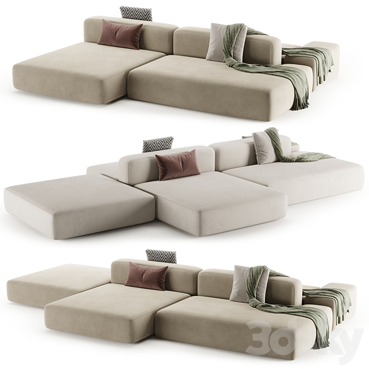 Stone Modular Sofa by Tamamm - Sofa - 3D model