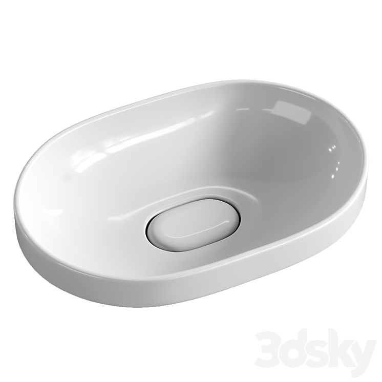 Ceramic Oval Semi Recessed Counter Top Basin - Wash basin - 3D model