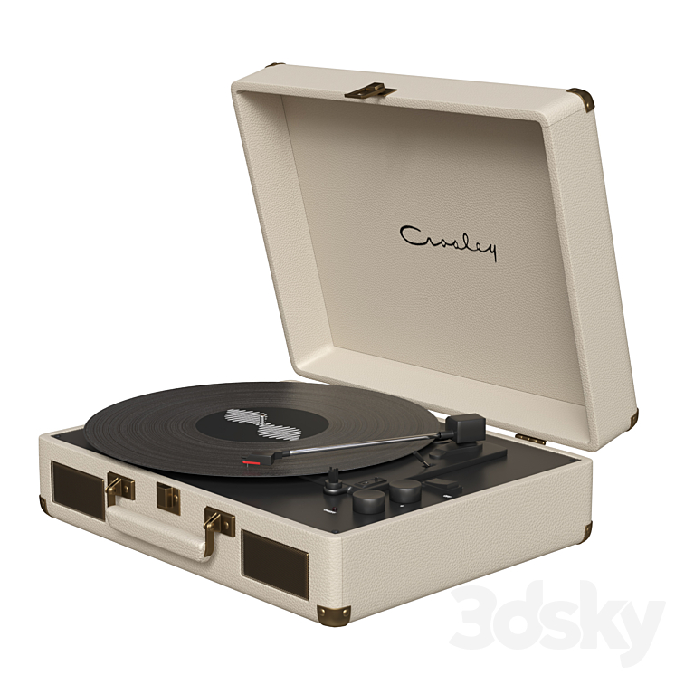 Cream Crosley Cruiser Vinyl Turntable - Audio tech - 3D model