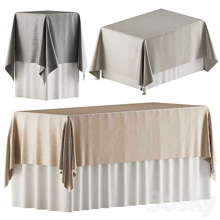 Restaurant Tablecloth - Rectangle - Table - 3D model