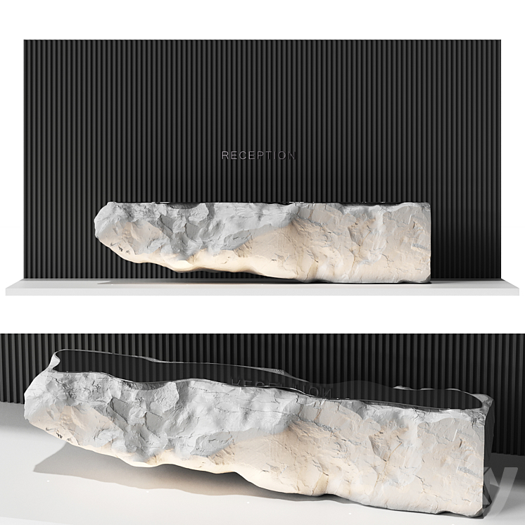 Reception desk natural rock 4 - Office furniture - 3D model