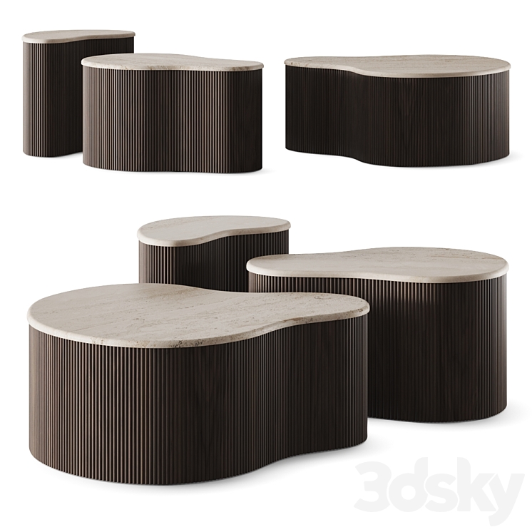 Eleonora Mari Organic Travertine Coffee Tables - Table - 3D model