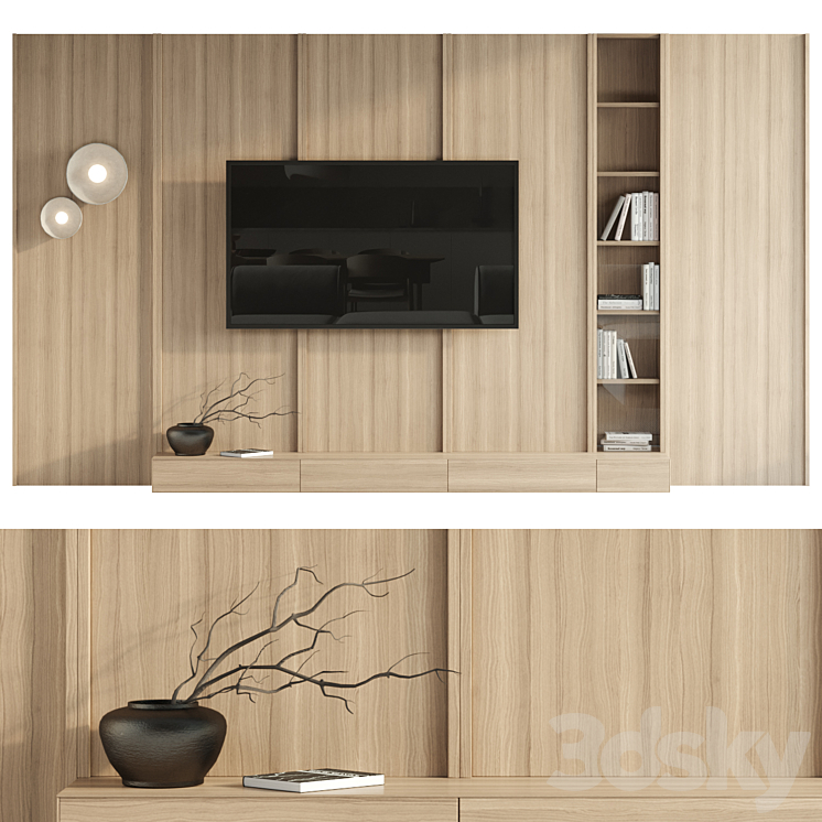 Japandi TV Wall - TV Wall - 3D model
