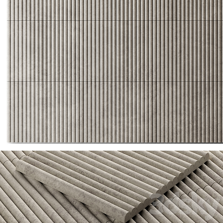 LUSSO Fluted Travertine Wall Tile - Tile - 3D model