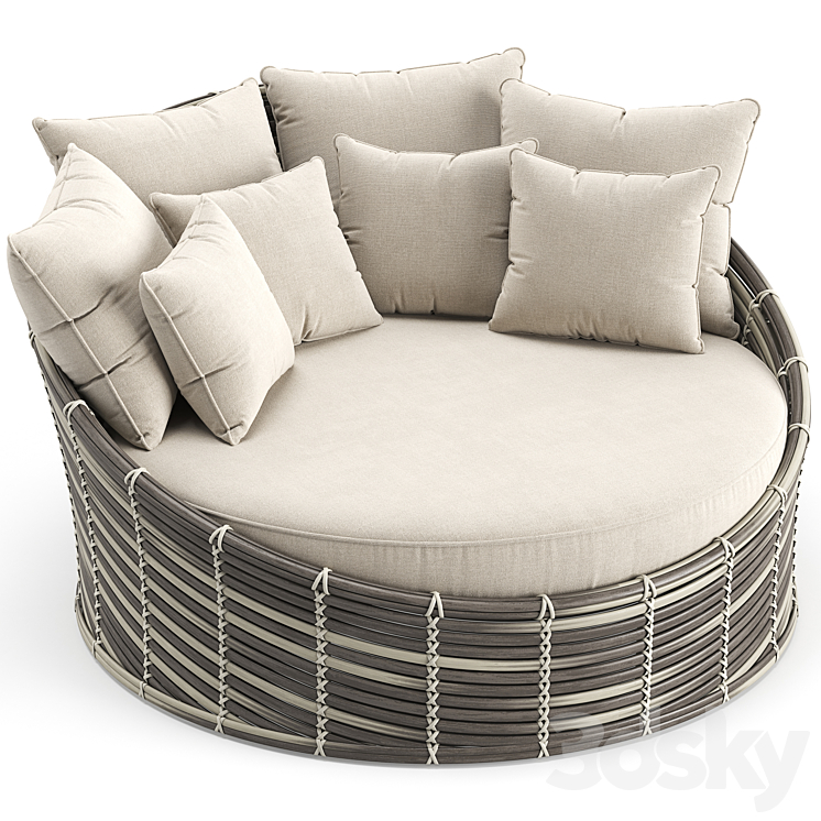 Round Daybed Villa - Arm chair - 3D model