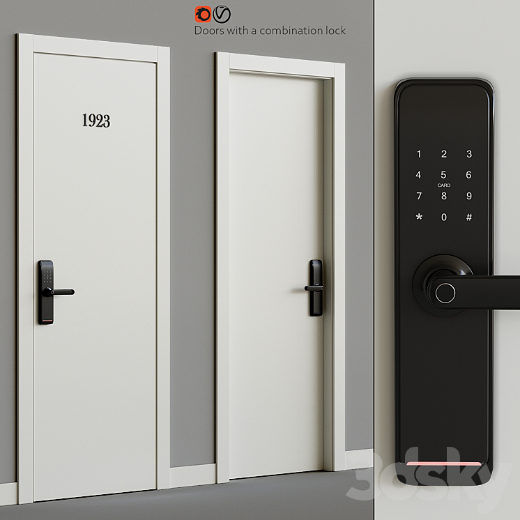 Door with combination lock - Doors - 3D model