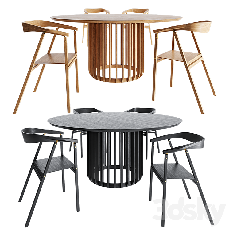 Miniforms Juice round table and Tecta D7 D7K chair - Table + Chair - 3D ...