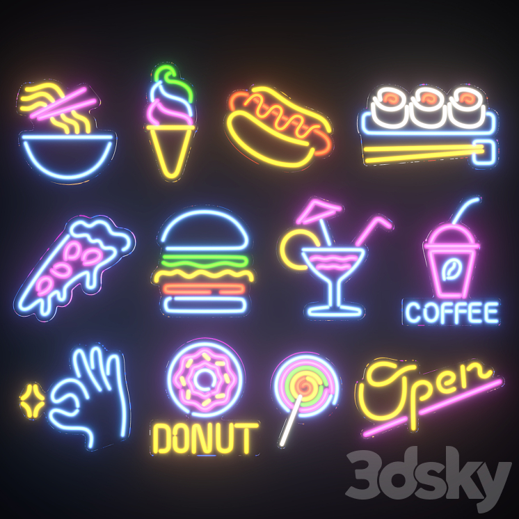 Neon Sign - Food - Neon - 3D model