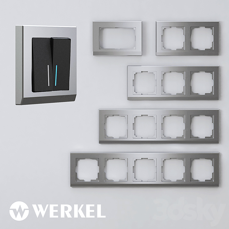 OM Plastic frames for sockets and switches Werkel Stark series silver ...