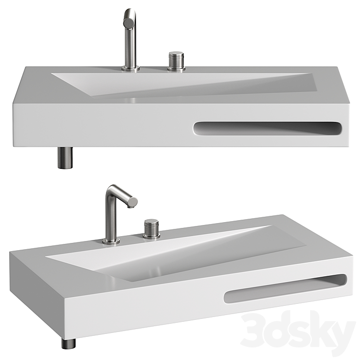 Geo Wall Hung Stone Basin 900mm - Wash basin - 3D model