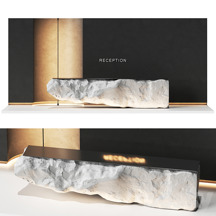 Reception desk natural rock 5 - Office furniture - 3D model
