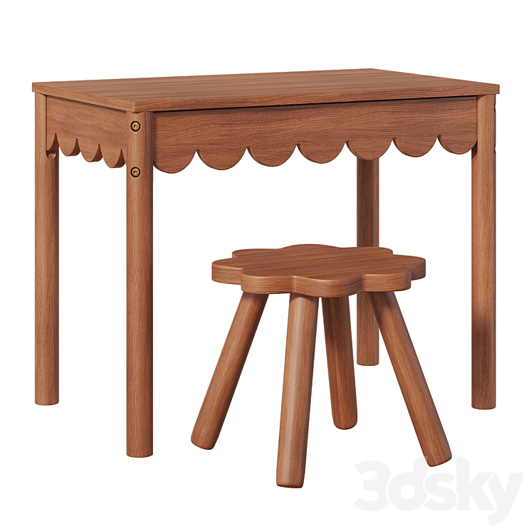H&M Children's scallop-edge desk and stool - Table + Chair - 3D model
