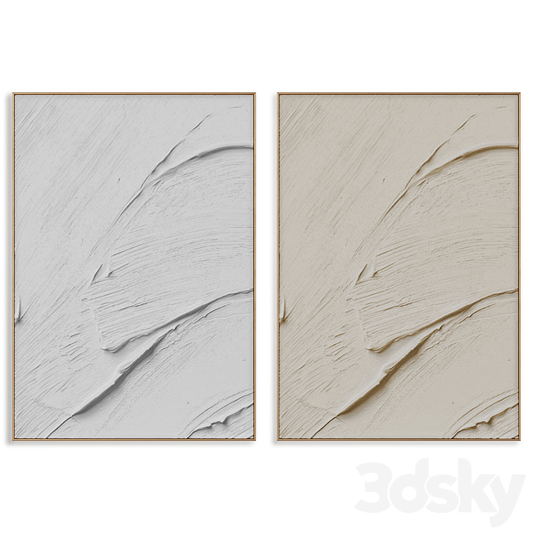 Plaster Photo Frame set 038 - Frame - 3D model