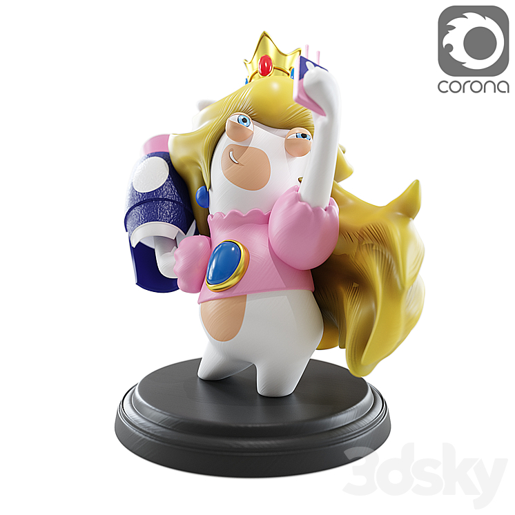 Rabbids vs princess Peach figurine - Sculpture - 3D model