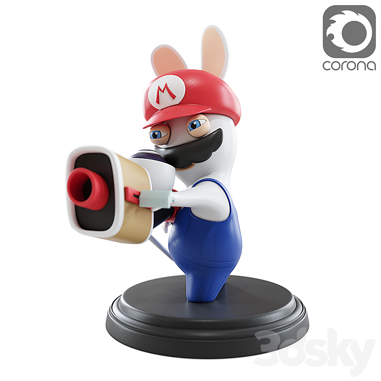 Rabbids vs Mario figurine - Sculpture - 3D model