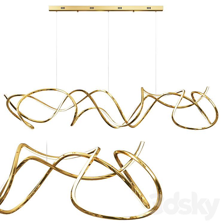 Moderm Curved Linear - Pendant light - 3D model