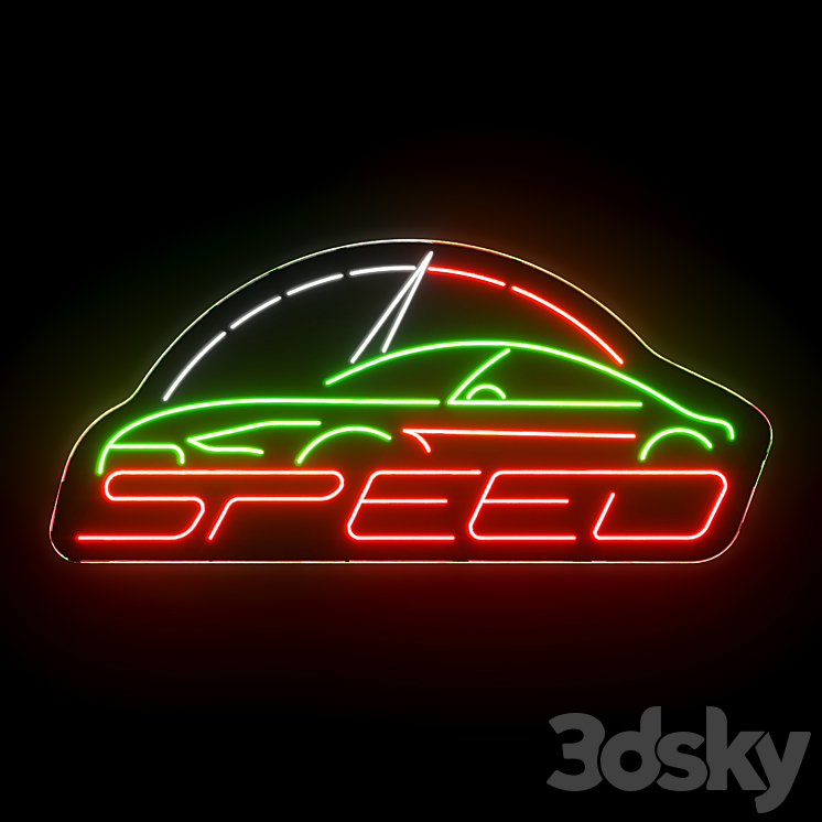 Speed Racing Car Neon Sign - Neon - 3D model