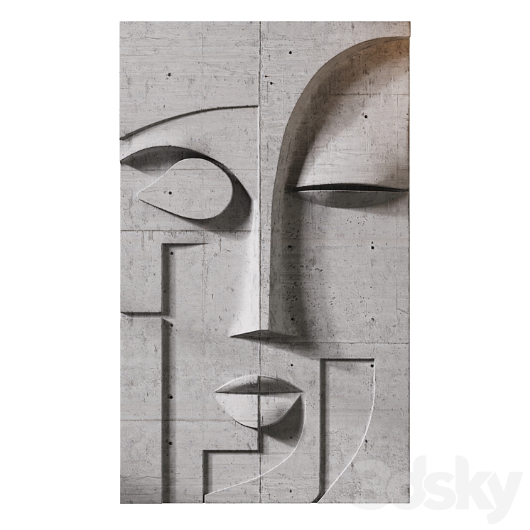 Wall panel Face - Sculpture - 3D model